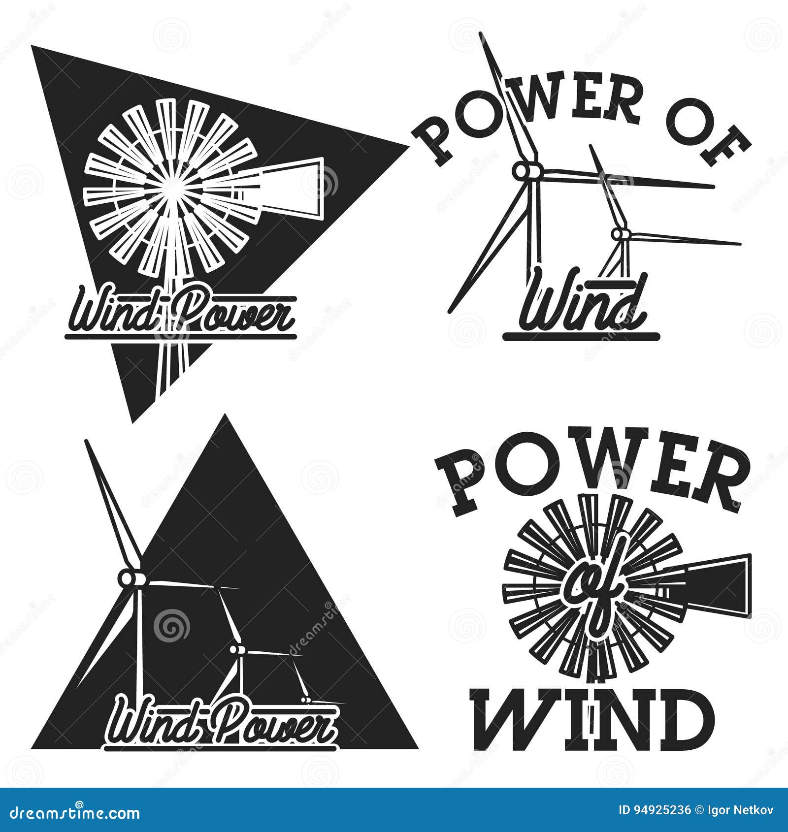 Vintage wind power emblems stock vector. Illustration of banner - 94925236