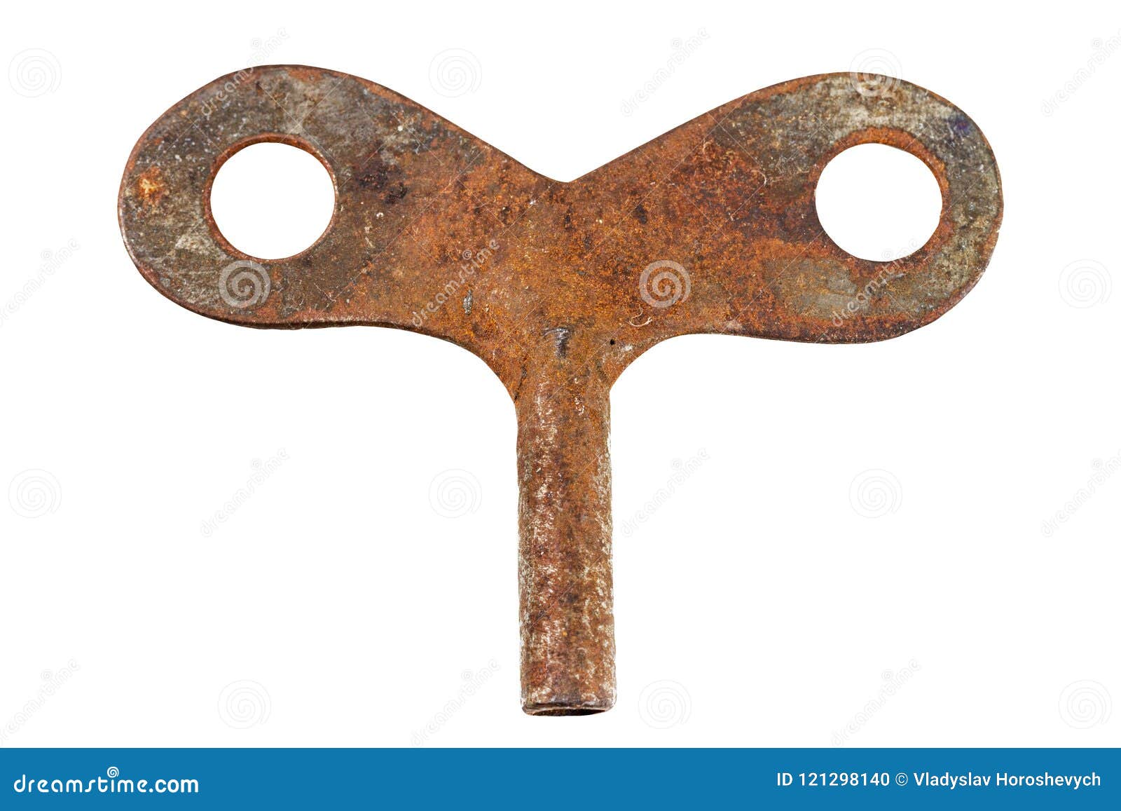 Vintage Wind Up Key Isolated on White Background, Rusty Key Stock Photo ...