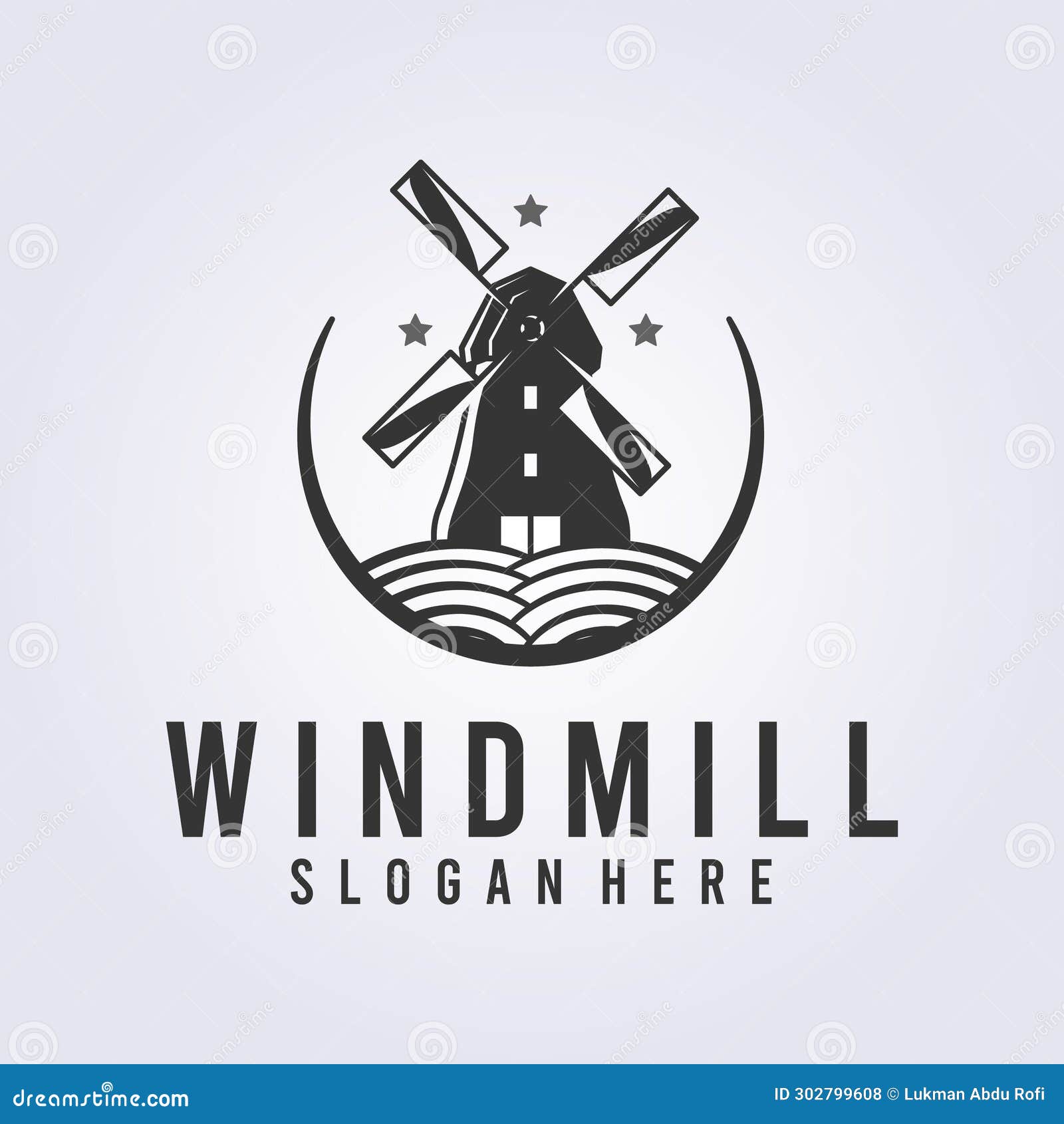 Vintage Windmill Logo Design, Classic Windmill Vector Logo Illustration ...