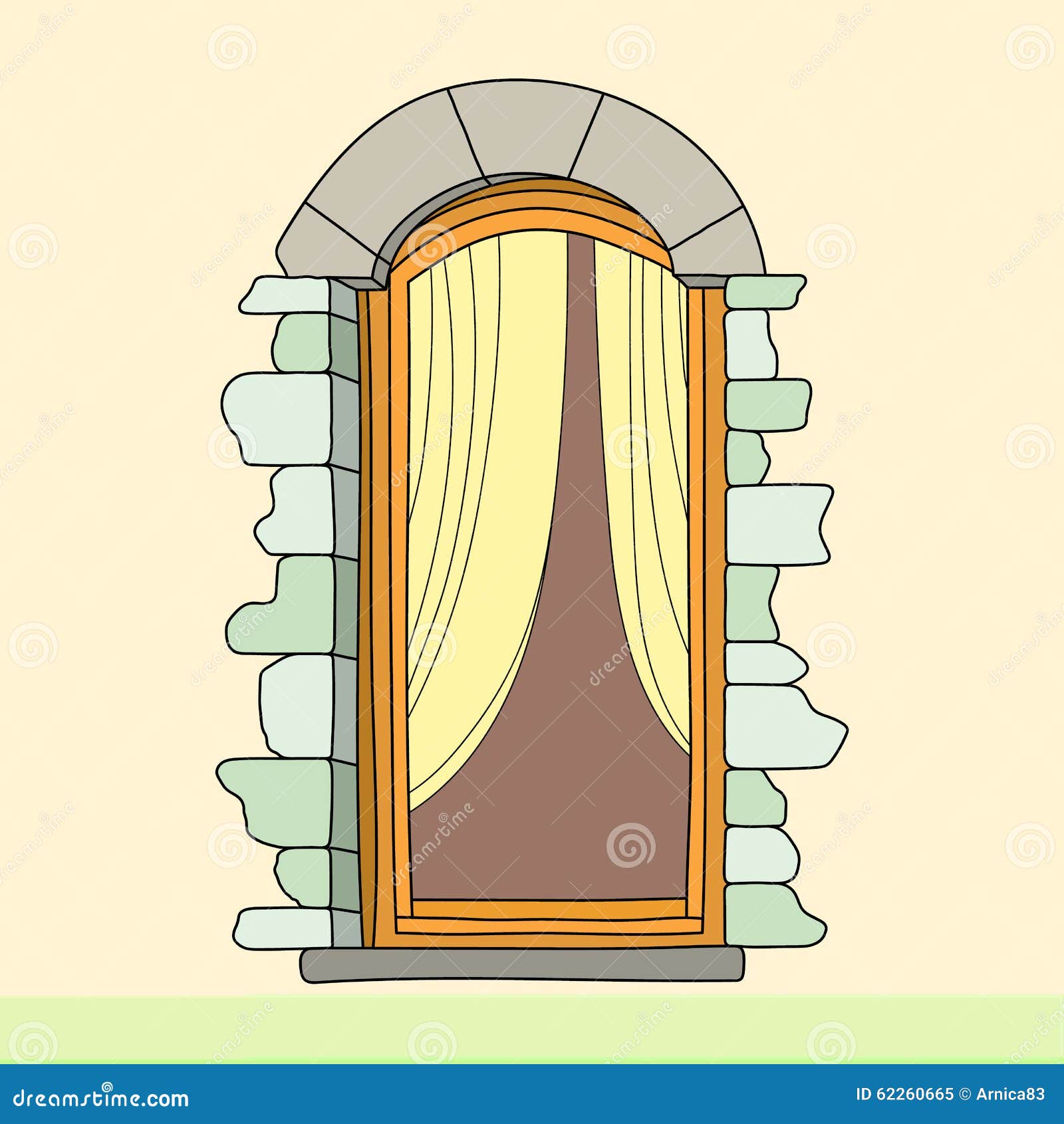 Vintage Window on Cream Background Stock Vector - Illustration of ...