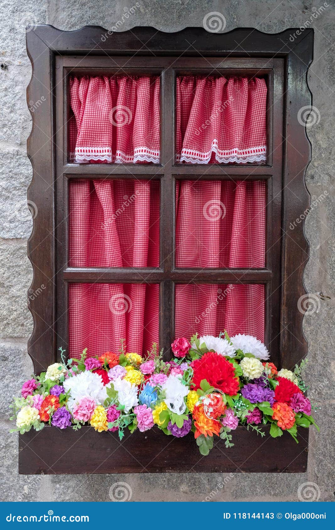 Vintage Window with Flowers and Shutters Stock Image - Image of ...