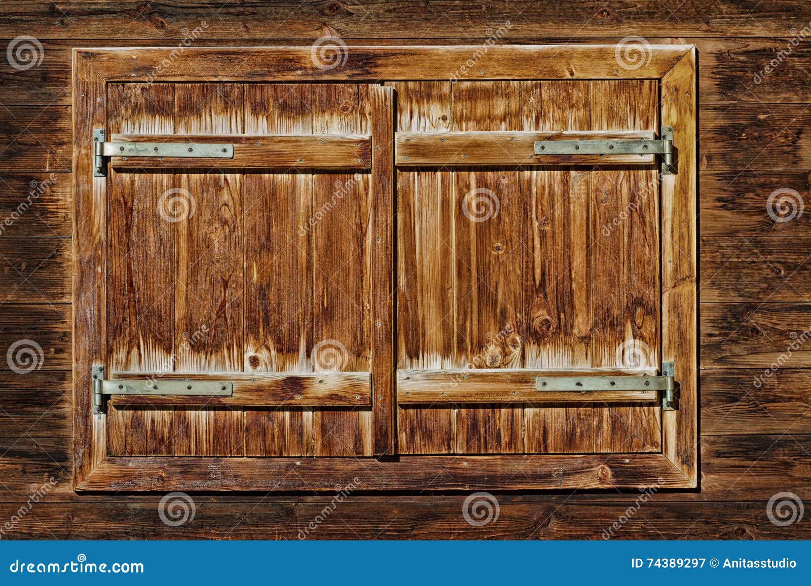 Vintage Window of Old Alpine Hut. Wooden Rustic Background Stock Image ...