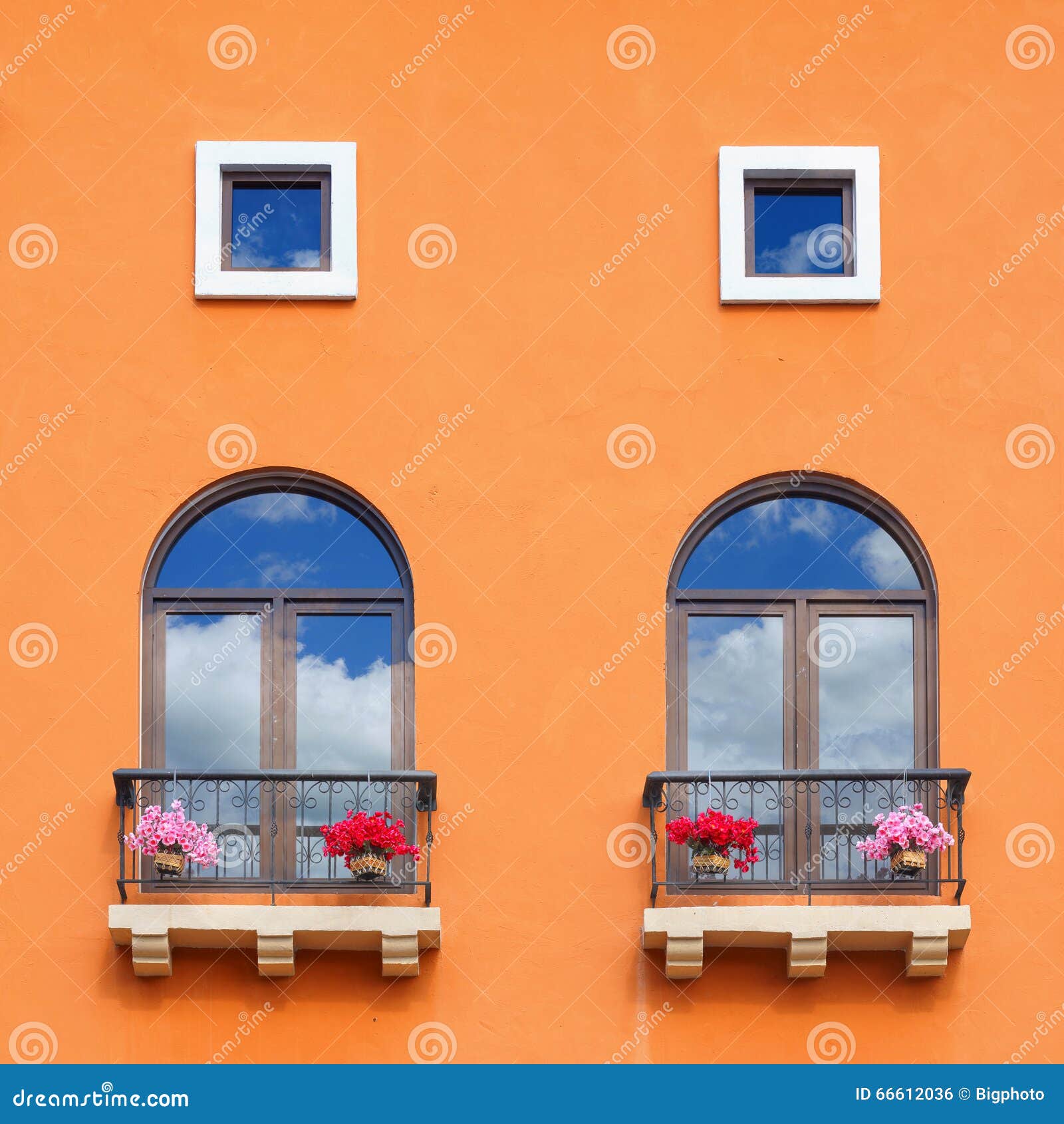 Vintage Window on Orange Cement Wall. Stock Photo - Image of color ...