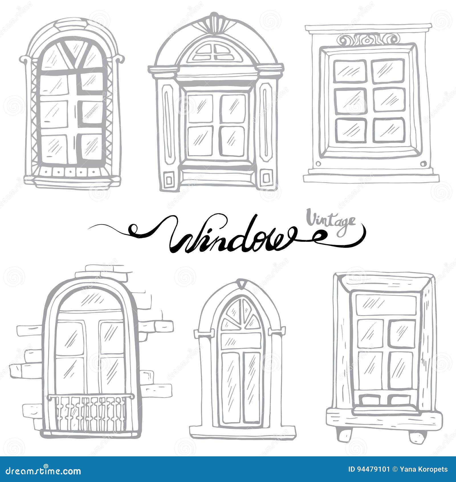 Vintage Window set stock vector. Illustration of ancient - 94479101