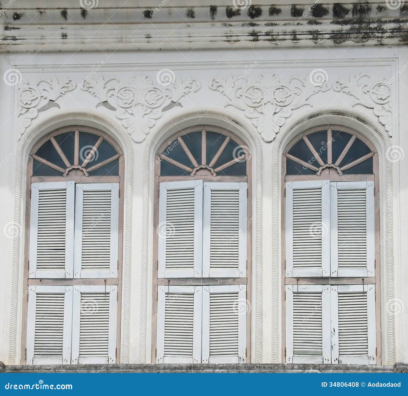 Vintage window on wall stock photo. Image of decorated - 34806408