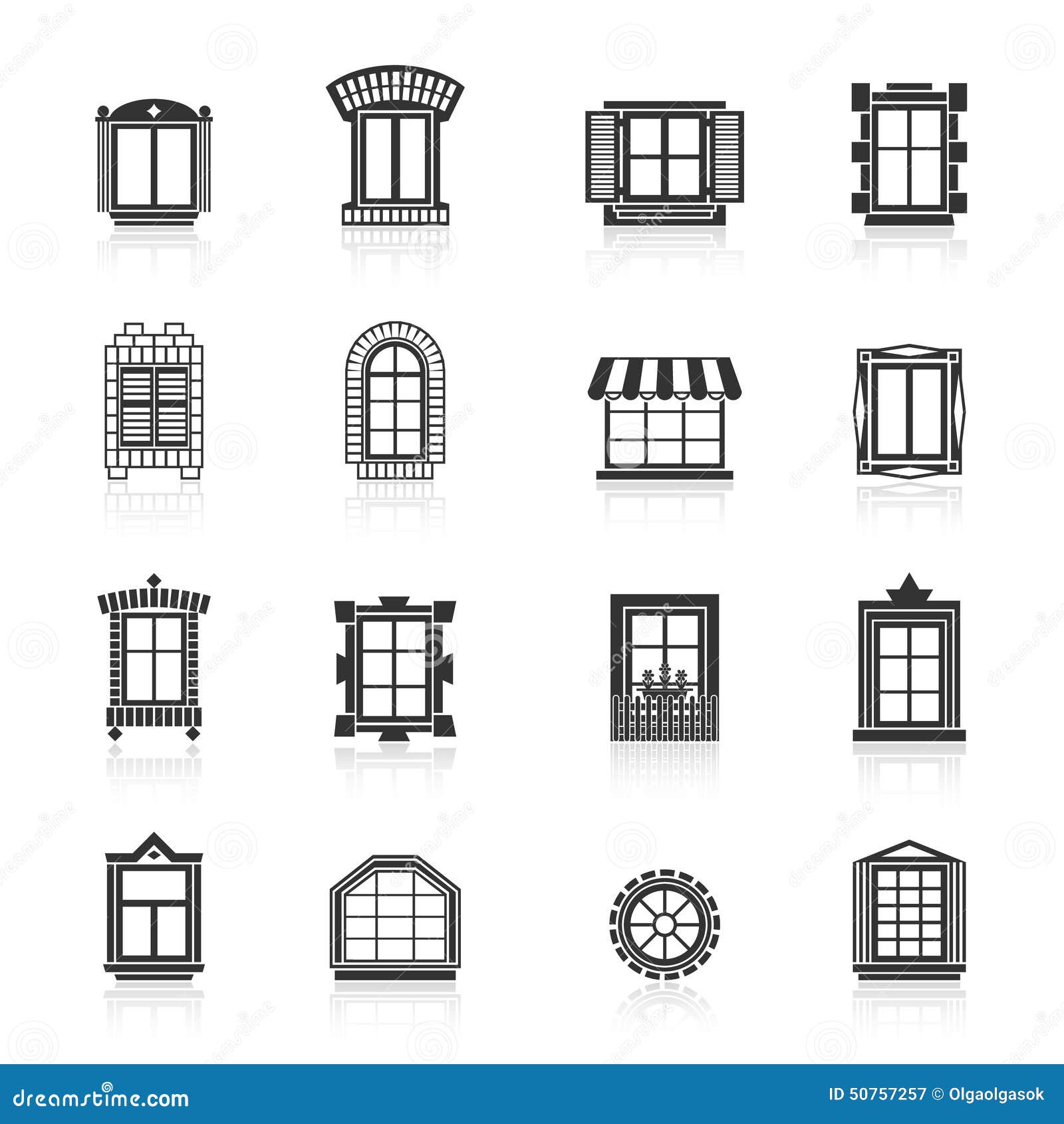 Set Of Vintage Windows Cartoon Vector | CartoonDealer.com #42700399