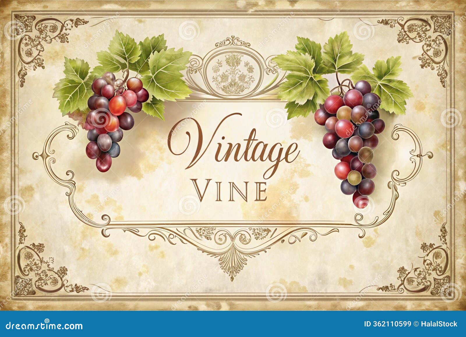 Vintage Wine Border Design with Copy-Space Stock Illustration ...