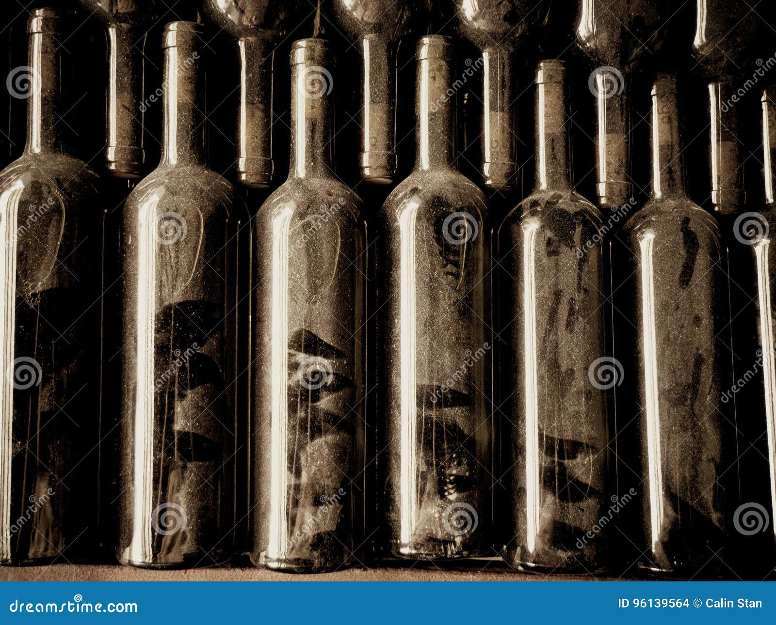 Vintage Wine Bottles in Wine Cellar with Dust on Them Stock Photo ...