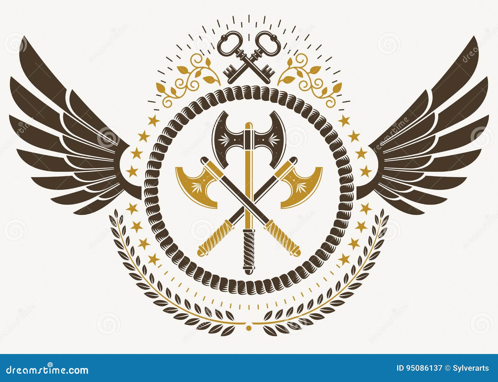 Vintage Winged Emblem Created in Vector Heraldic Design and Comp Stock ...