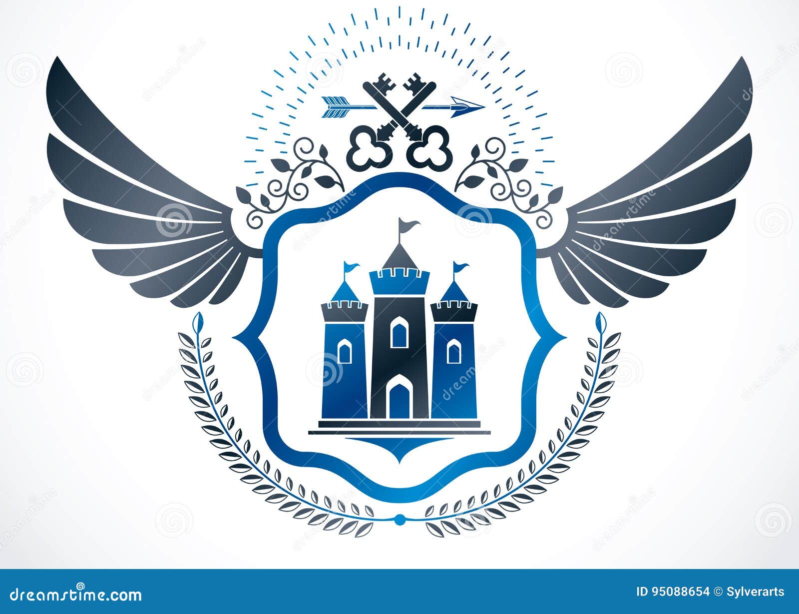 Vintage Winged Emblem Created in Vector Heraldic Design and Comp Stock ...