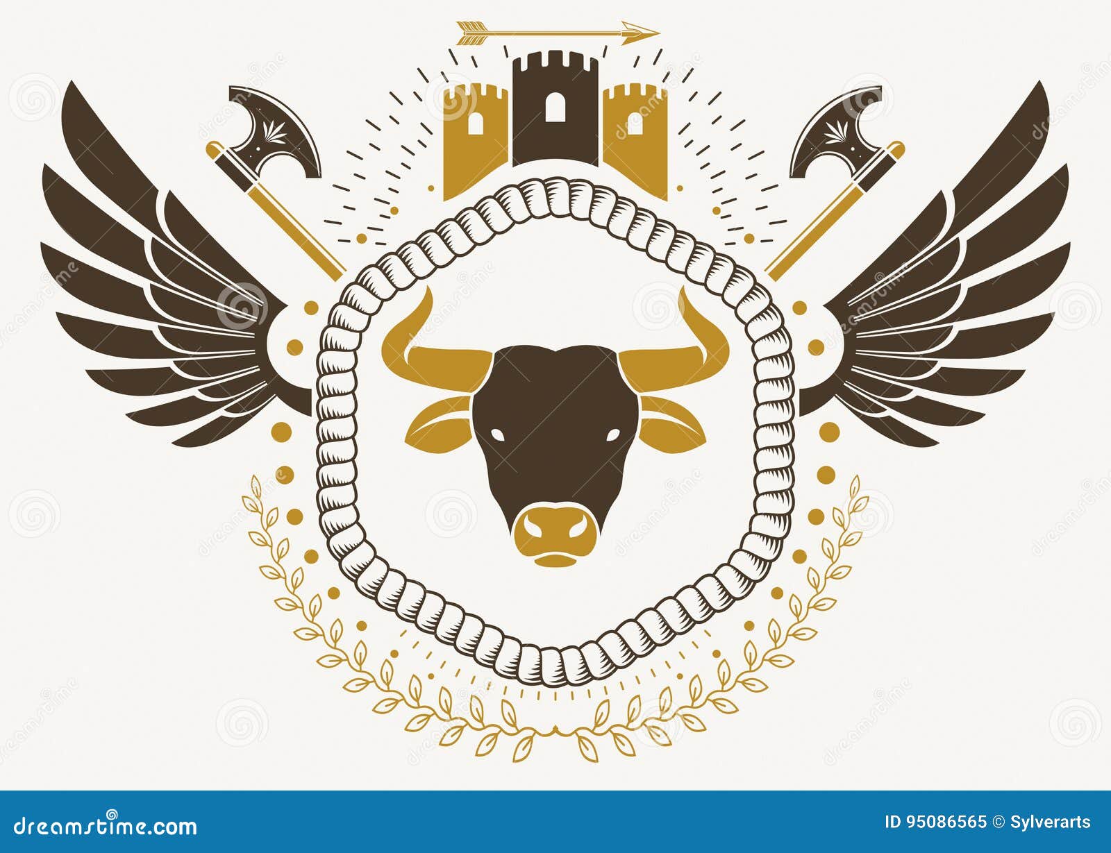 Vintage Winged Emblem Created in Vector Heraldic Design and Comp Stock ...