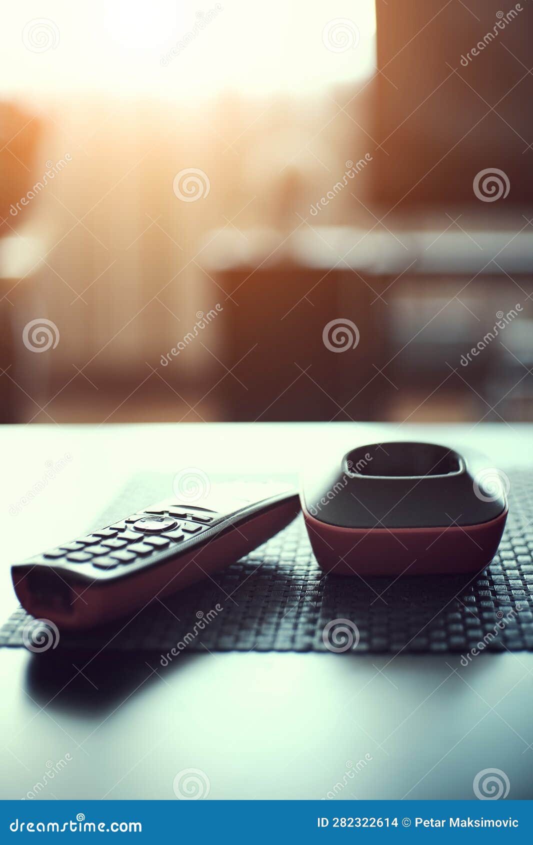 Vintage Wireless Telephone and it S Base on Table Stock Photo - Image ...