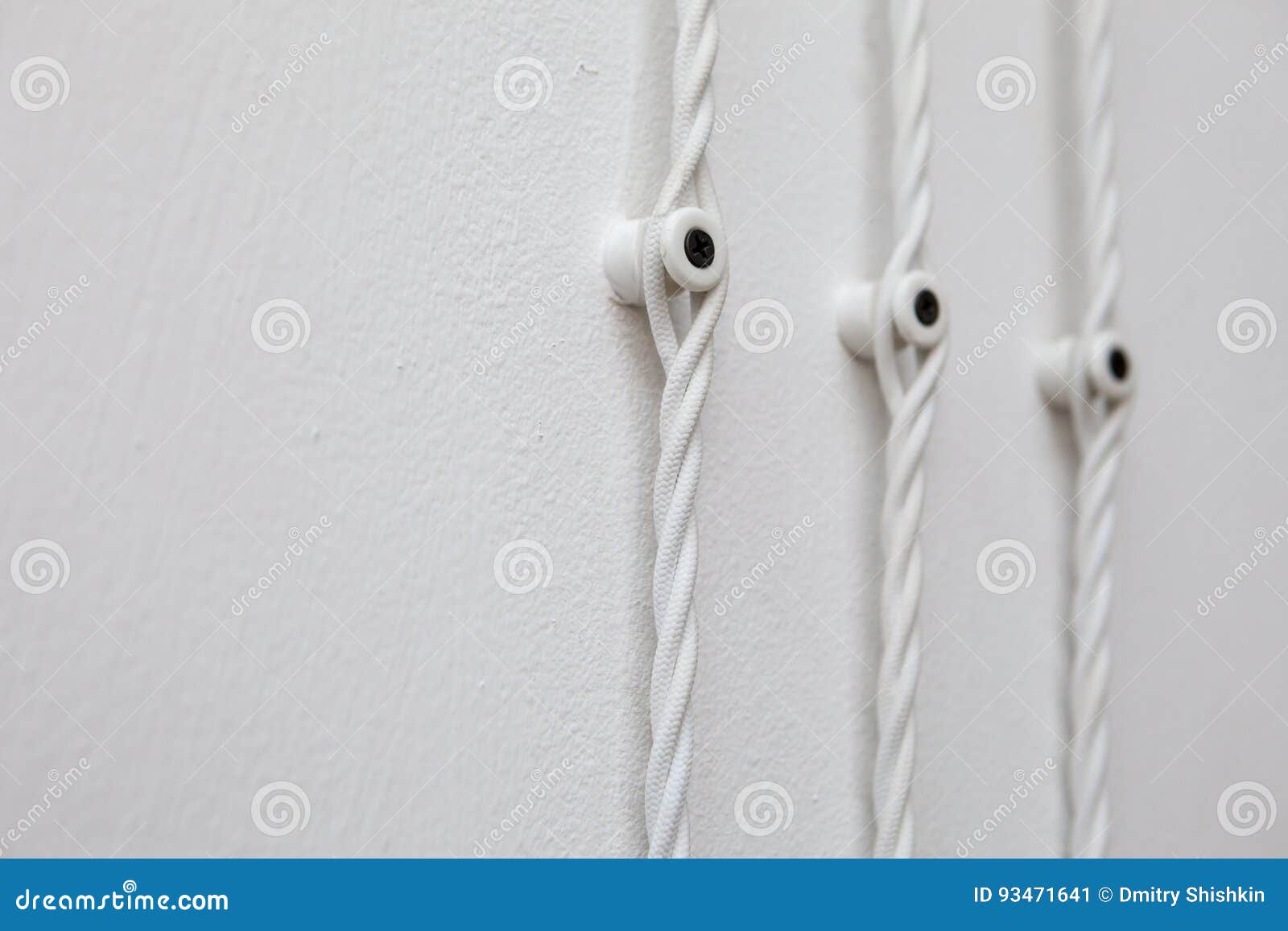 Vintage Wiring On White Wall, Electric Wire Royalty-Free Stock Image ...