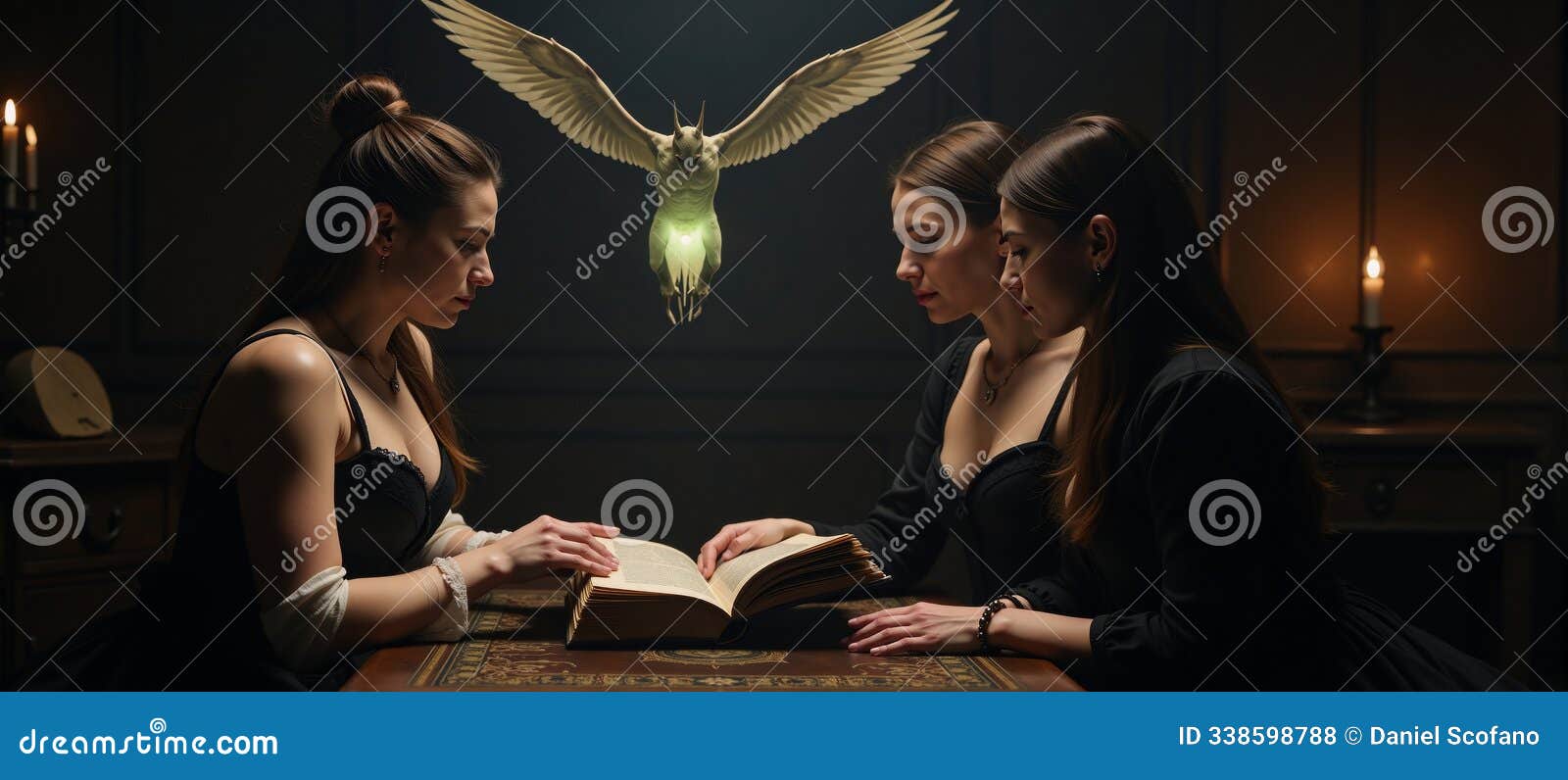 Witch Summoning In Dark Forest With Glowing Sigils Royalty-Free Stock ...