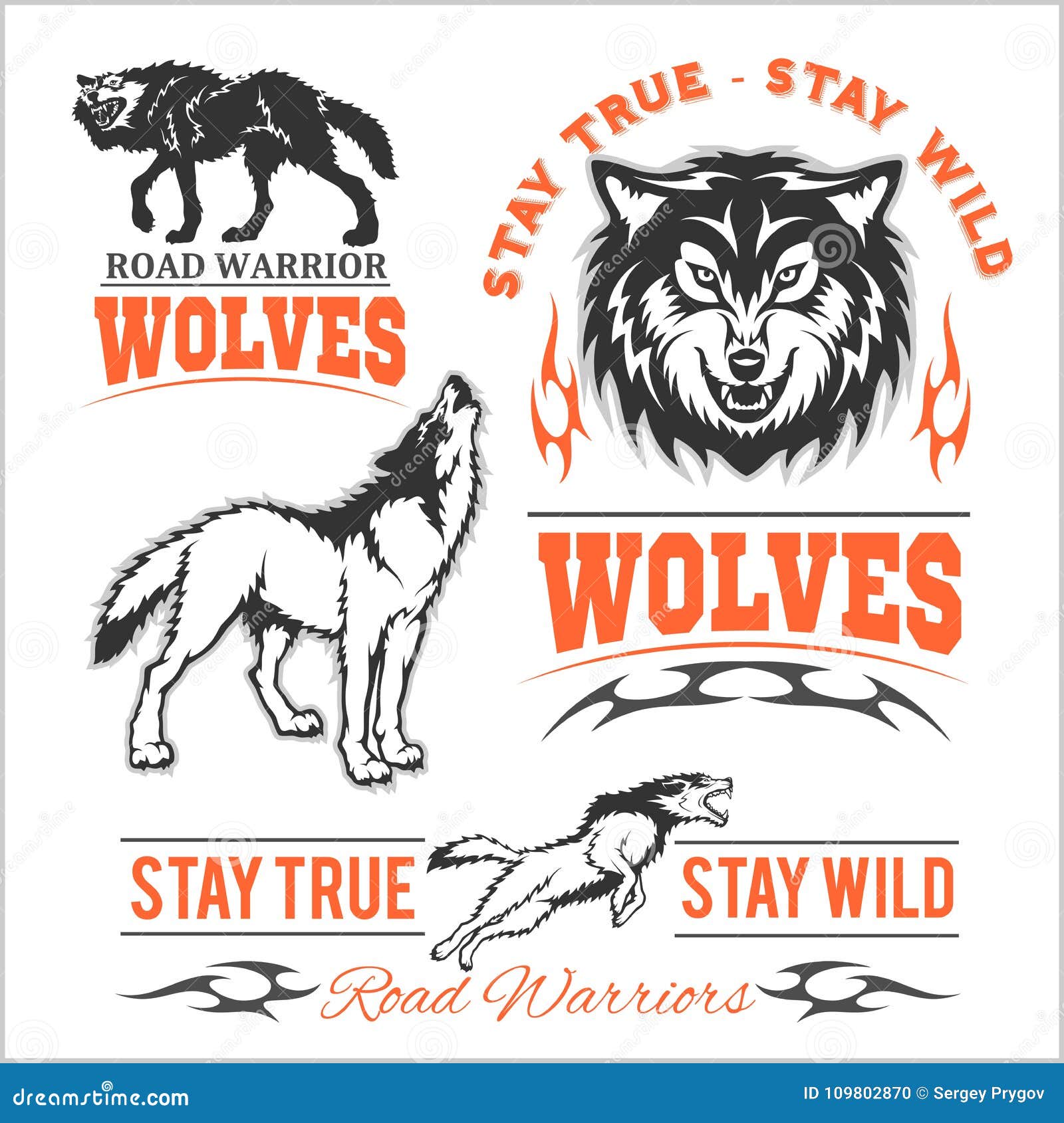 Motorcycle, Wolves Logo, Emblem, Symbol, Sticker Cartoon Vector ...