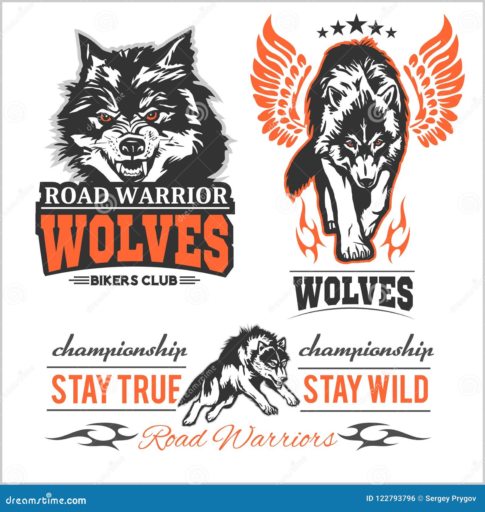 Motorcycle, Wolves Logo, Emblem, Symbol, Sticker Cartoon Vector ...