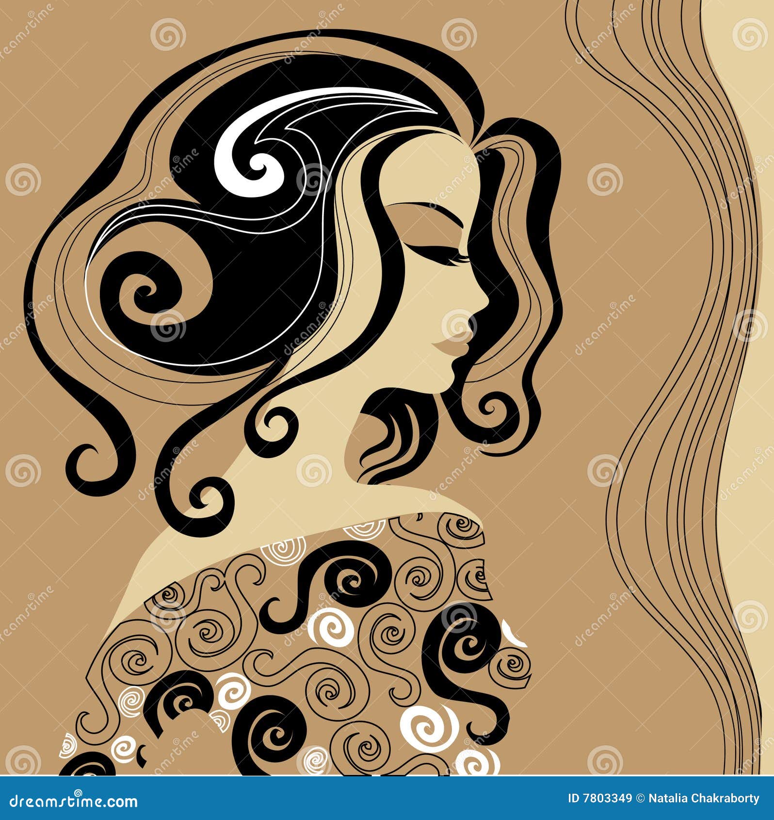 Vintage woman stock vector. Illustration of thinking, design - 7803349