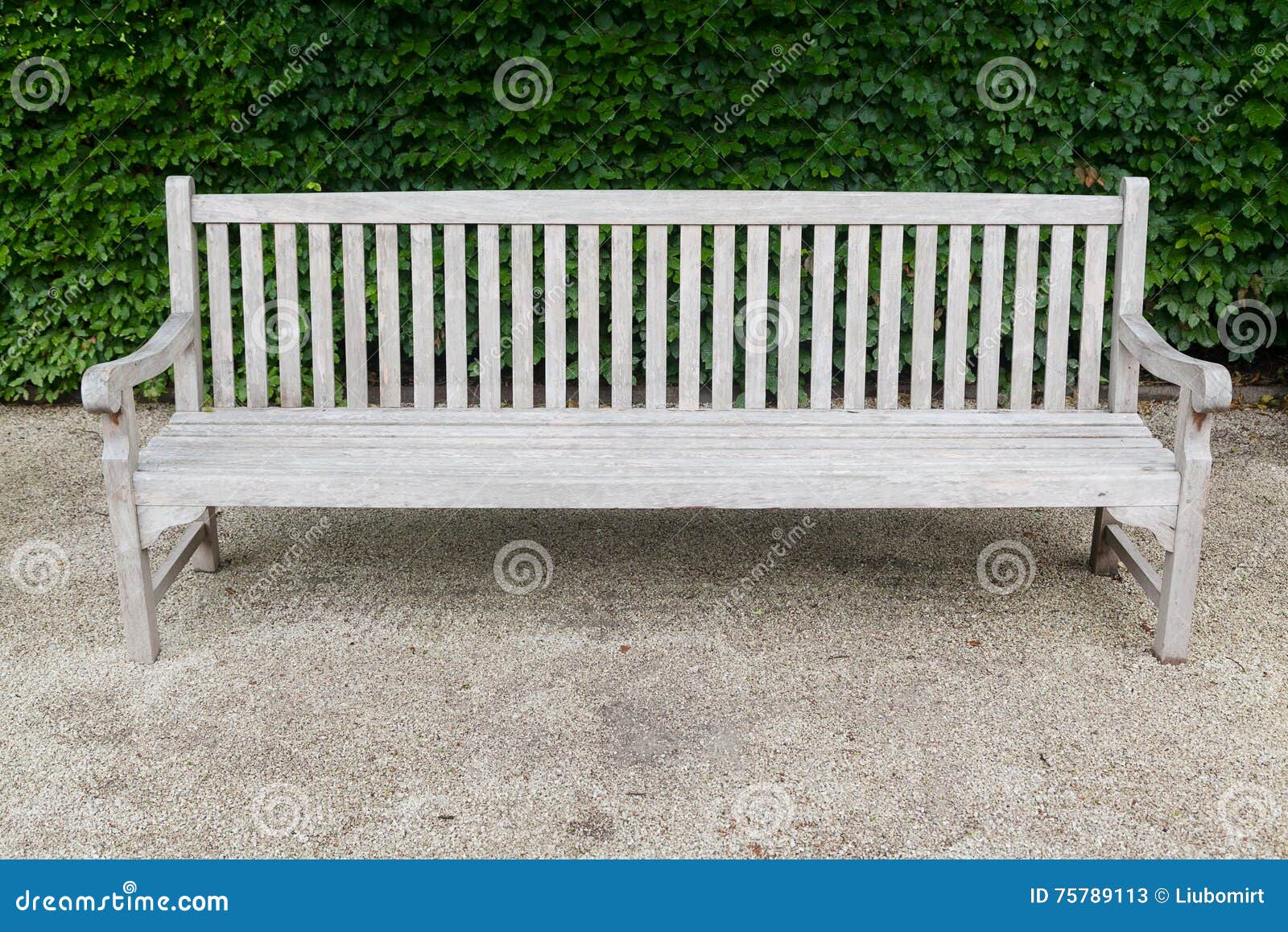 Vintage wooden bench stock image. Image of bush, plant - 75789113