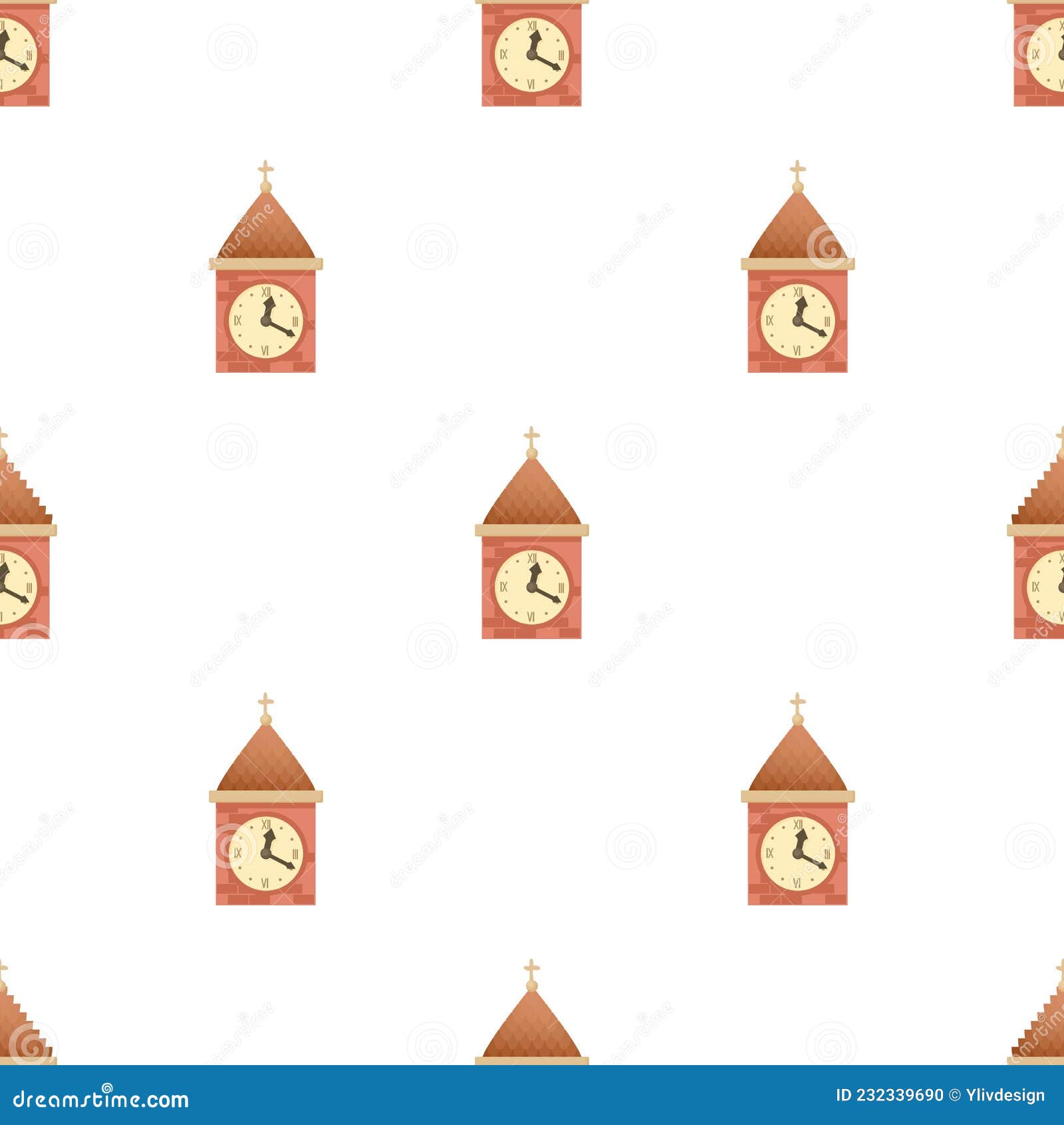 Vintage Wooden Clock Pattern Seamless Vector Stock Illustration ...