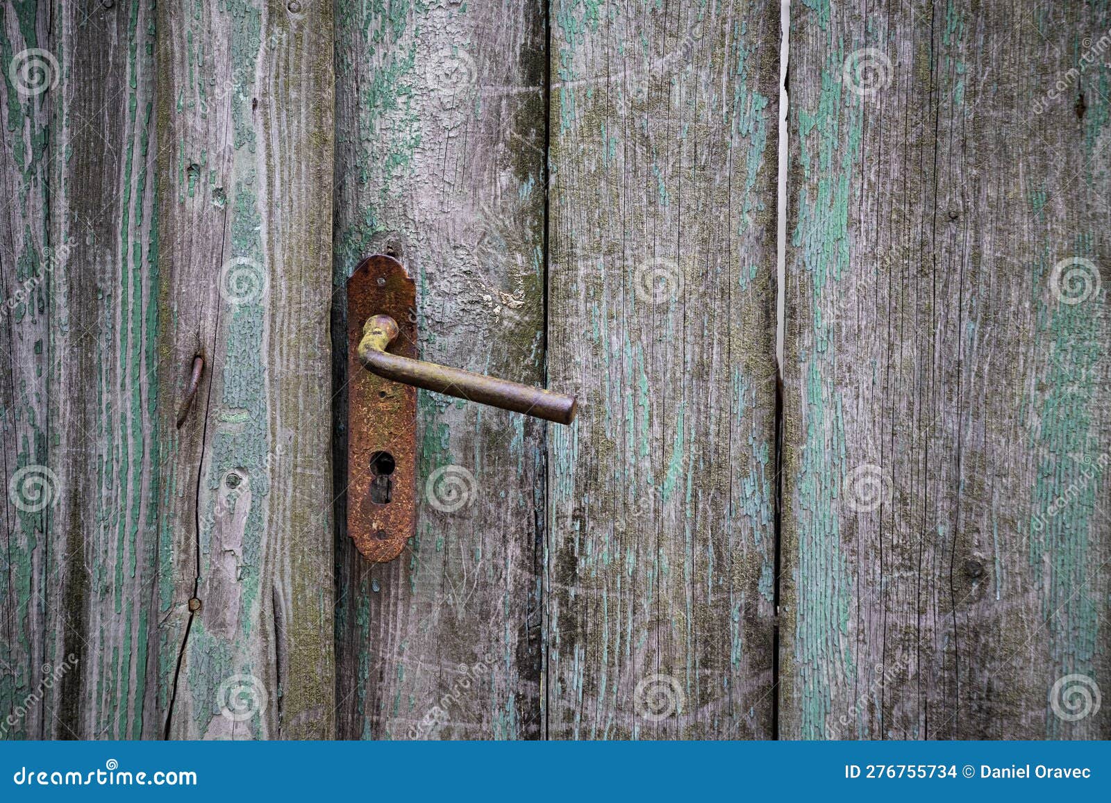 Vintage Wooden Doors Detail with Rusty Handle Stock Photo - Image of ...