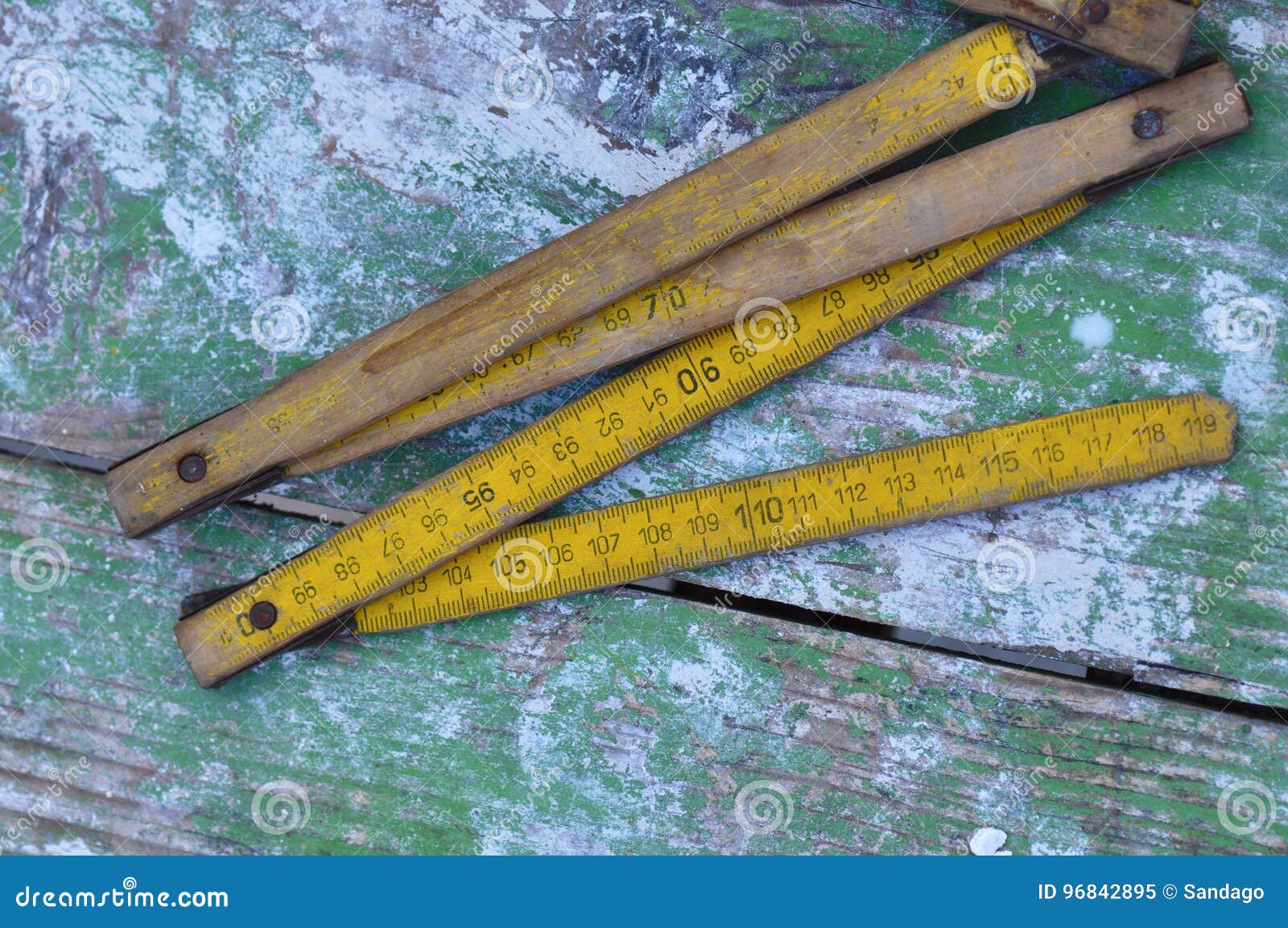 Vintage Wooden Folding Meter Stock Image - Image of calibration, cutout ...