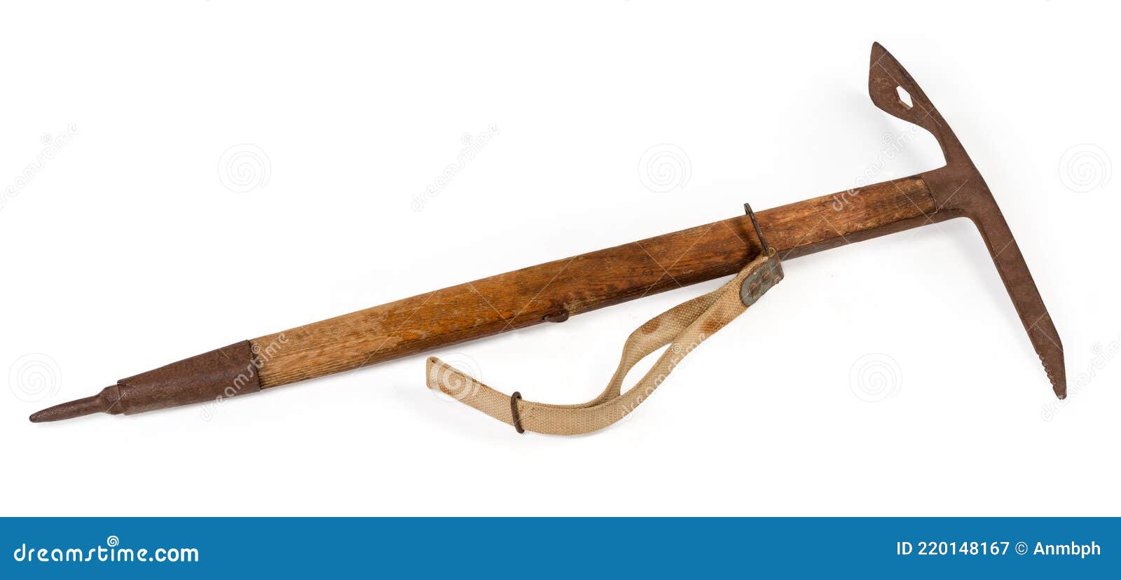 Vintage Wooden Handled Ice Axe on a White Background Stock Image ...
