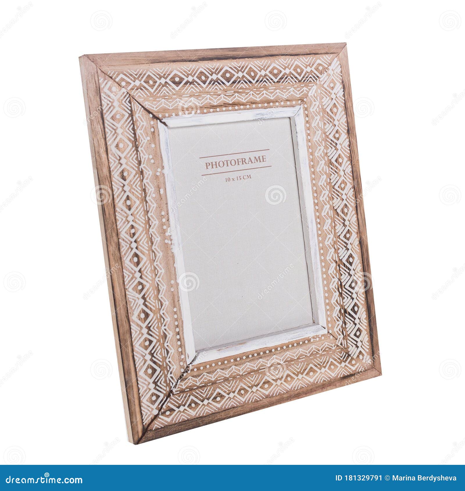 Vintage Wooden Photo Frame with Patterns. Side View Stock Image - Image ...