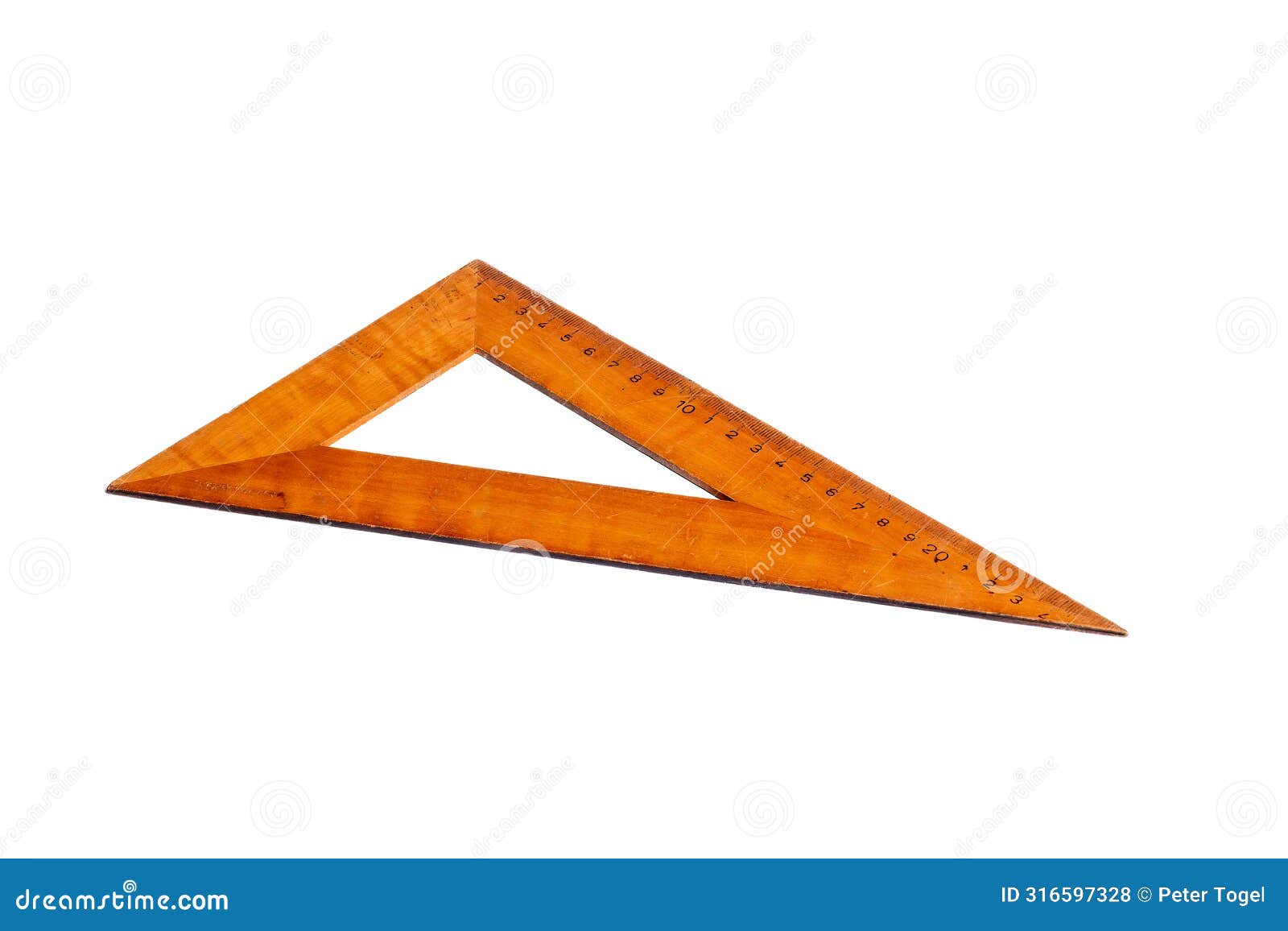 Vintage Wooden Triangle Ruler on White Background - Technical Drawing ...
