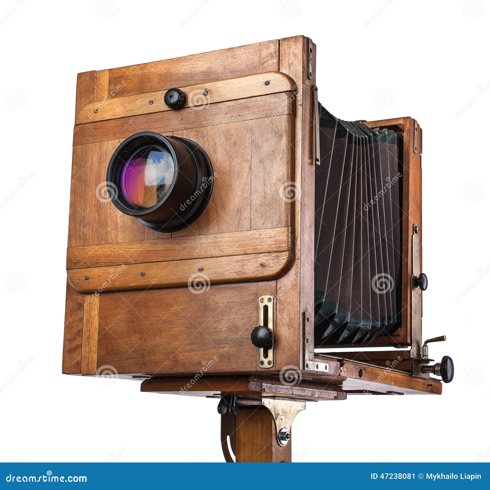 Vintage wooden view camera stock image. Image of macro - 47238081