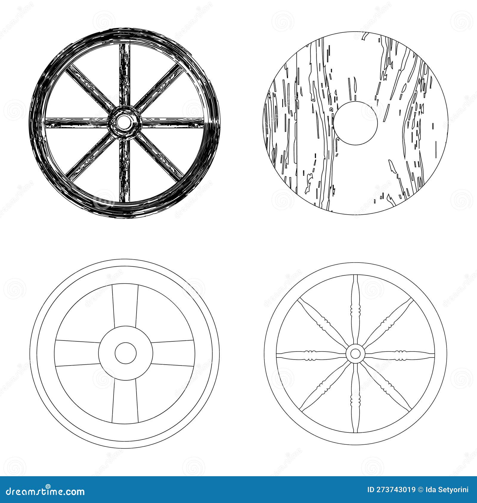Vintage Wooden Wheel Vector Icon Stock Illustration - Illustration of ...
