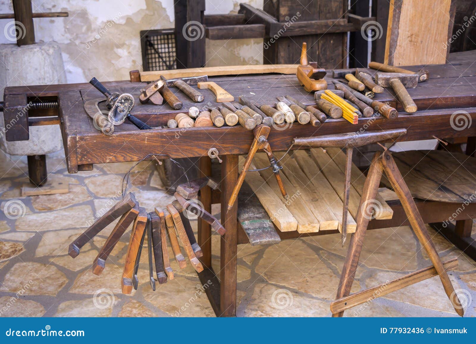 Vintage woodworking tools stock photo. Image of equipment - 77932436