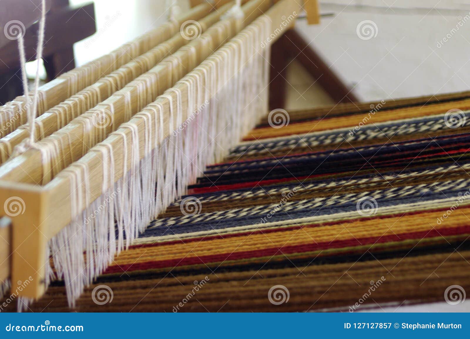 Vintage Wool Loom with a Multi-colored Rug Stock Image - Image of ...