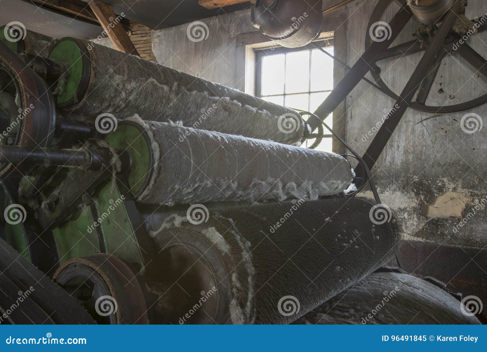 Vintage Wool Machinery in Factory Stock Image - Image of textile ...