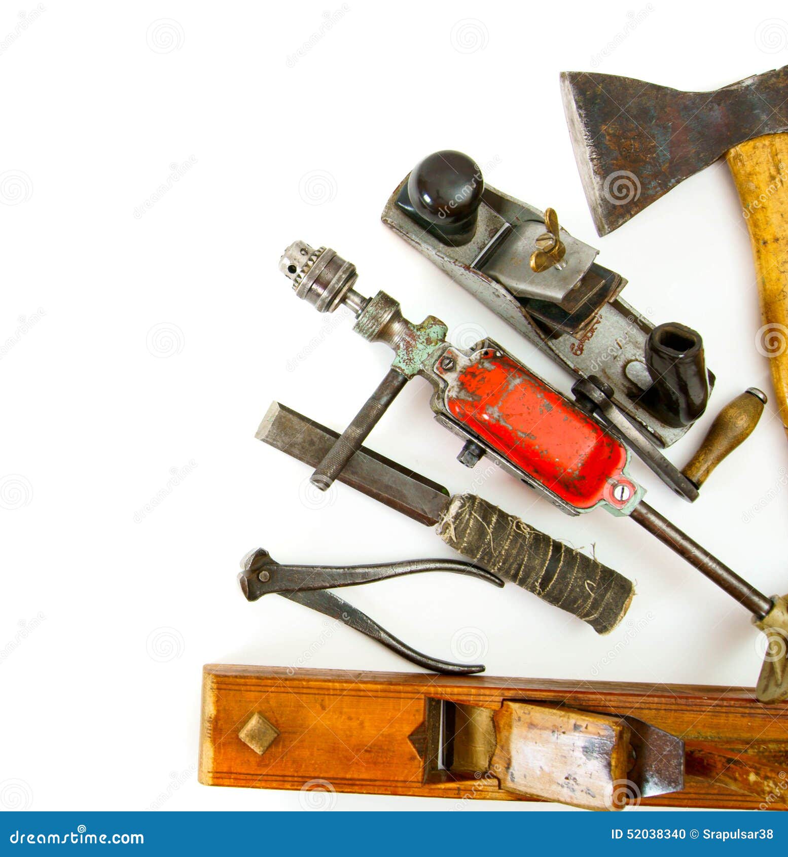 Vintage Working Tools ( Drill, Saw and Others) on Stock Photo - Image ...