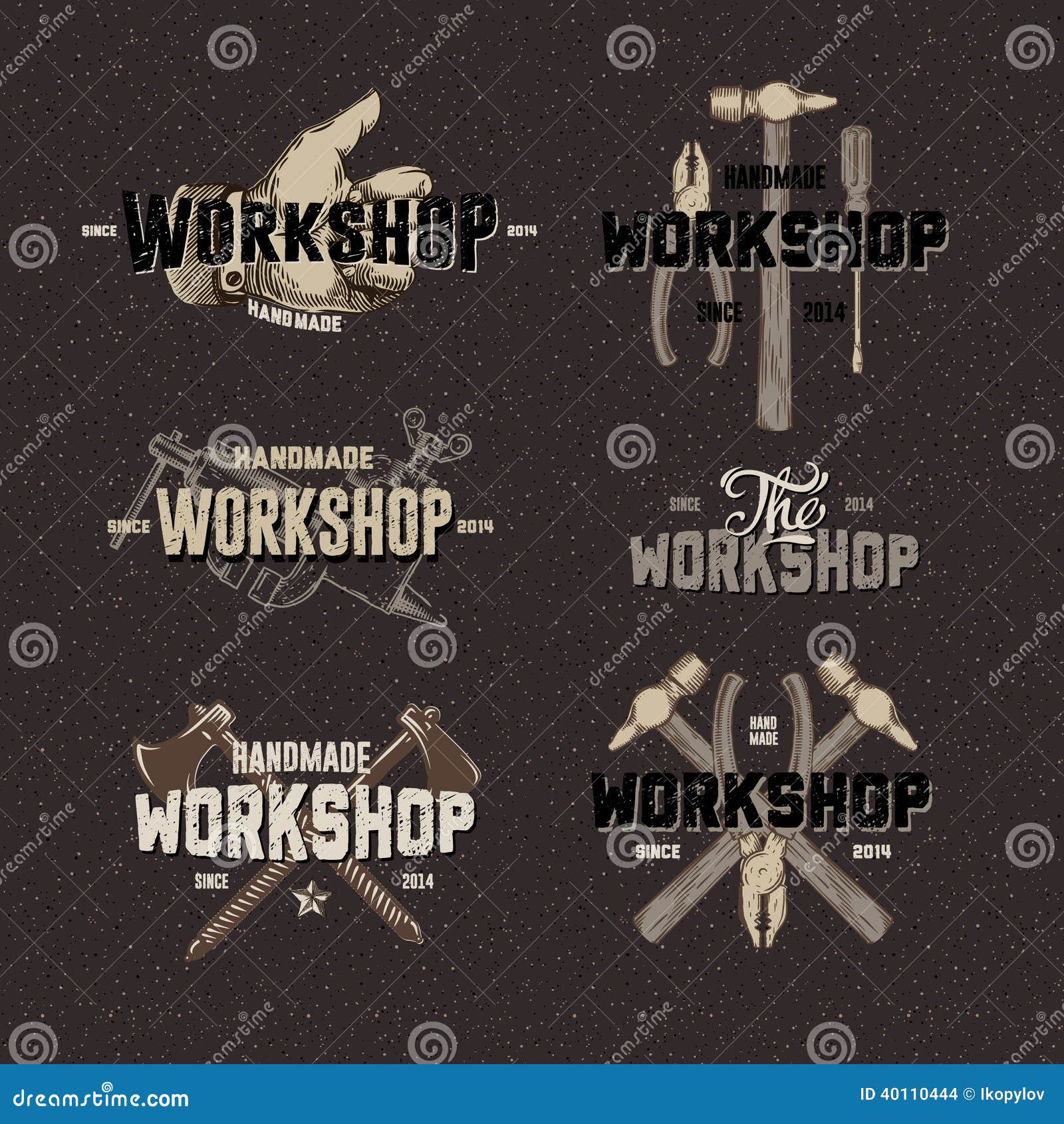Vintage Workshop Conceptual Labels Stock Vector - Illustration of ...