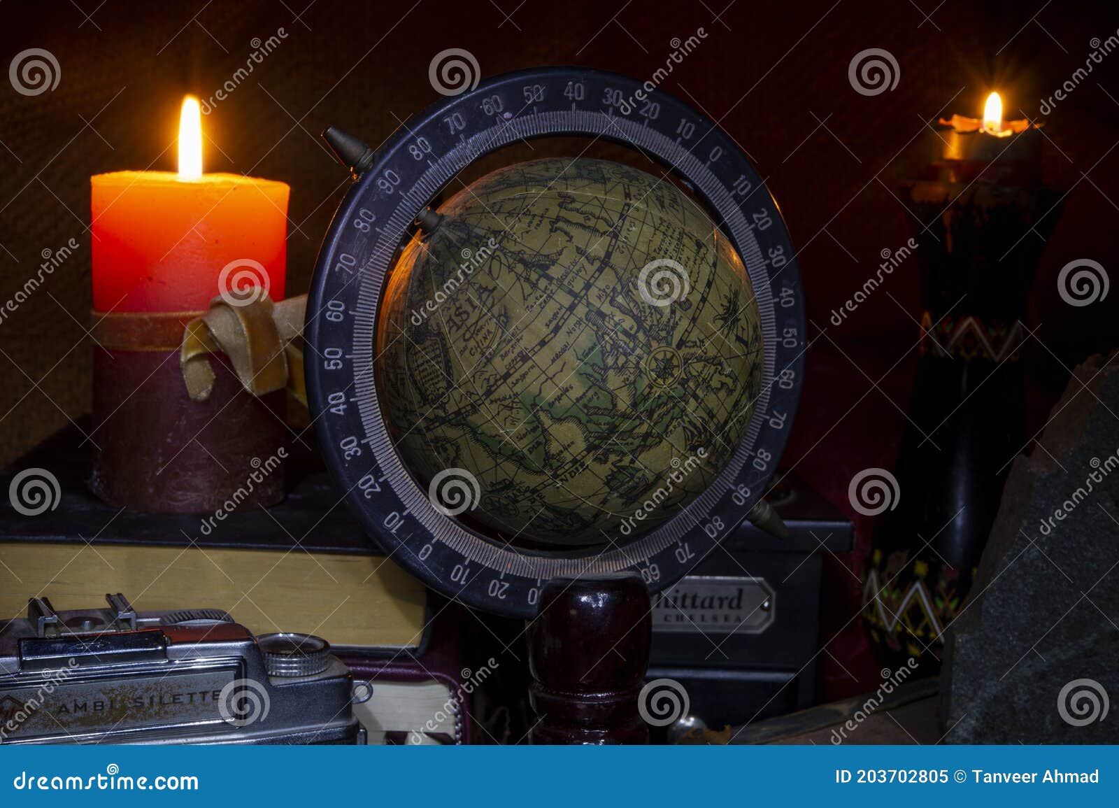 Vintage World Map with Clock Showing Travel Concept Stock Image - Image ...