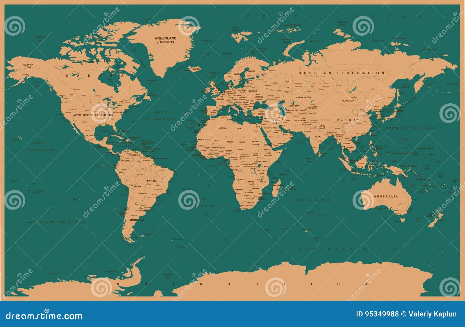 Vintage World Map and Markers - Illustration Stock Illustration ...
