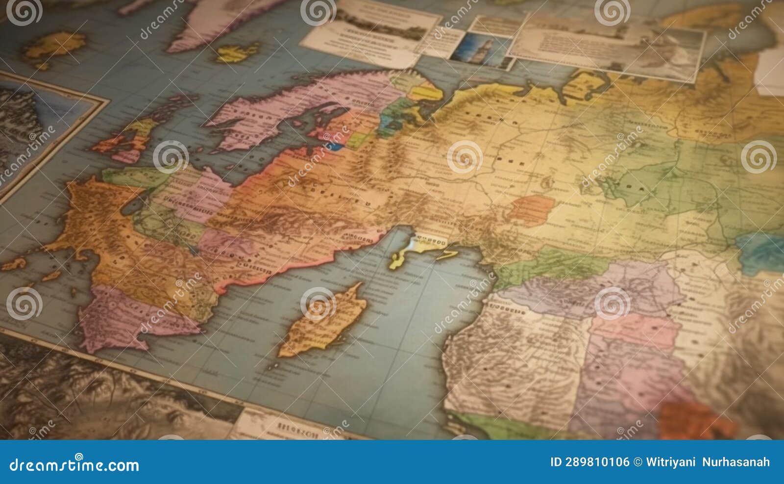 Vintage World Map on an Old Stained Parchment. Generative AI Stock ...