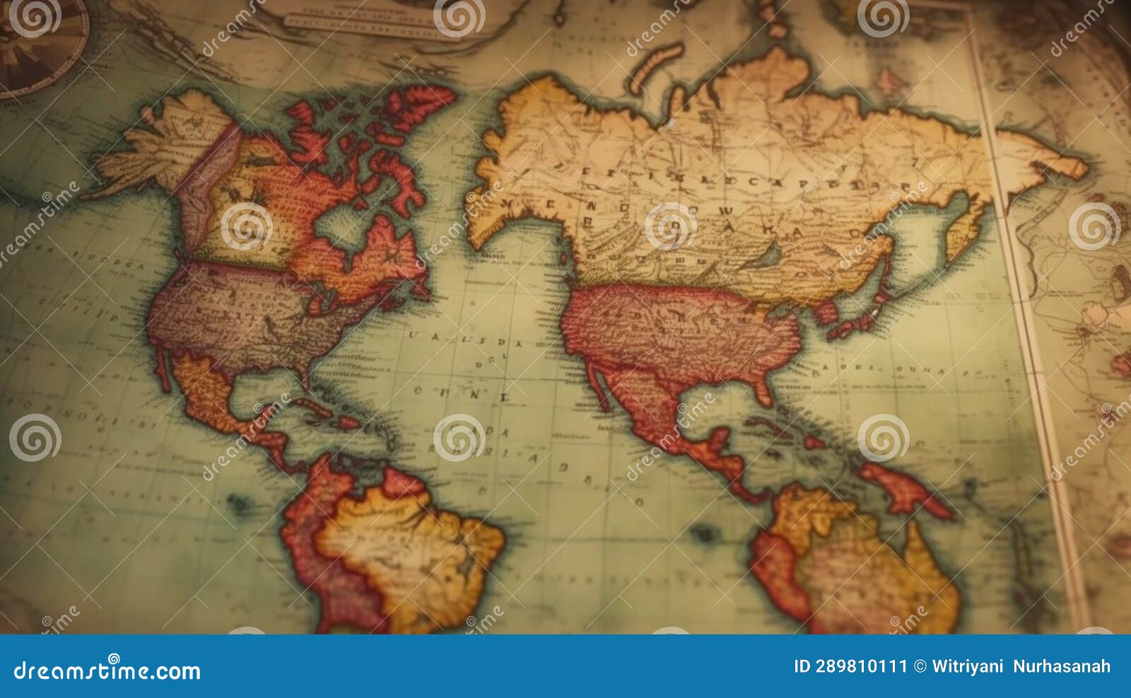 Vintage World Map on an Old Stained Parchment. Generative AI Stock ...