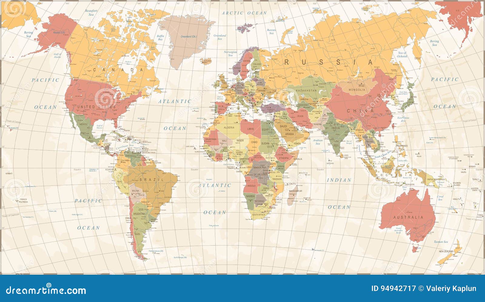 Vintage World Map - Vector Illustration Stock Illustration ...