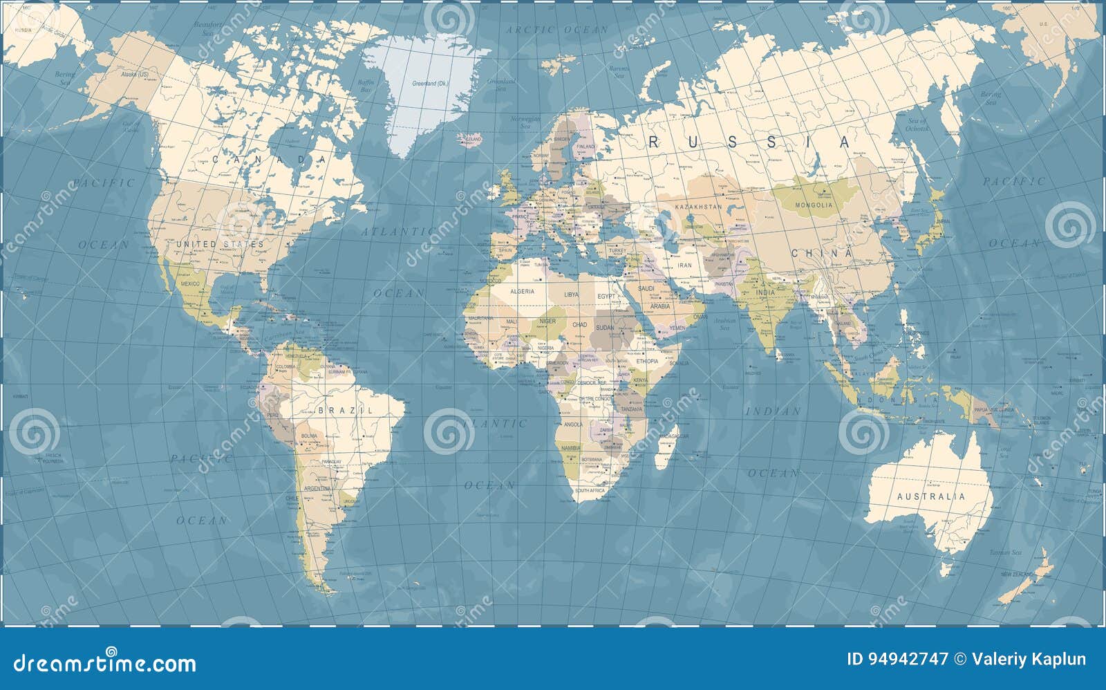 Vintage World Map - Vector Illustration Stock Illustration ... Vintage World Map - Vector Illustration Stock Illustration ...