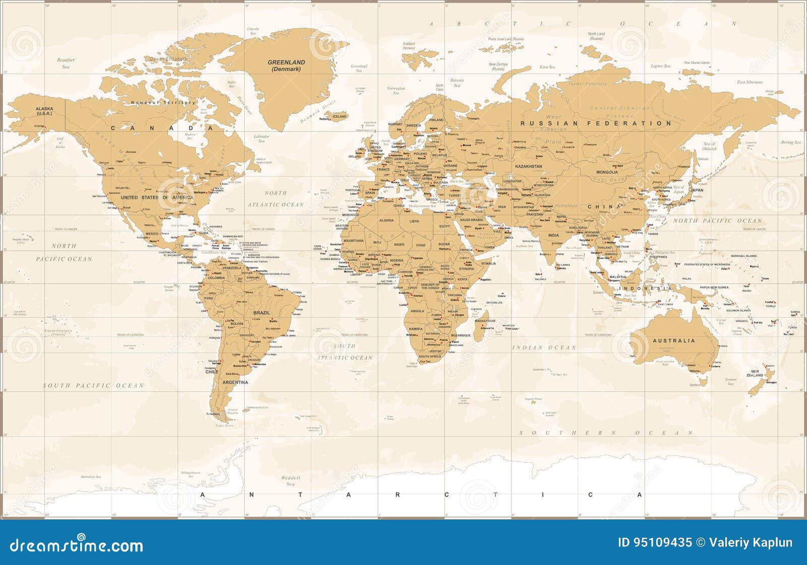 Vintage World Map - Vector Illustration Stock Illustration ...