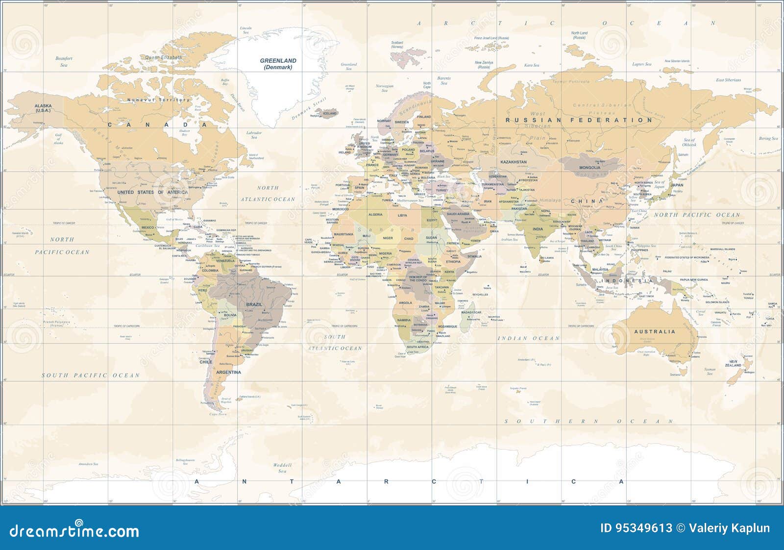 Vintage World Map - Vector Illustration Stock Illustration ...