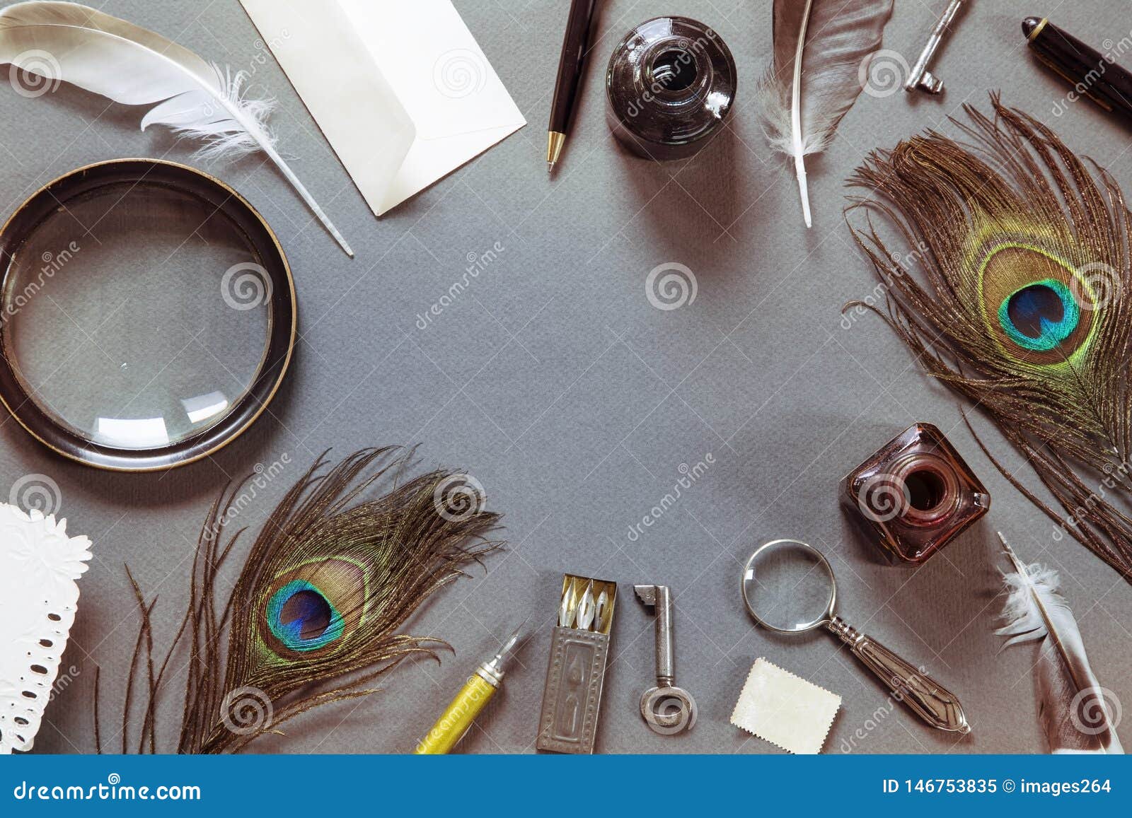 Vintage writing set stock image. Image of magnifying - 146753835