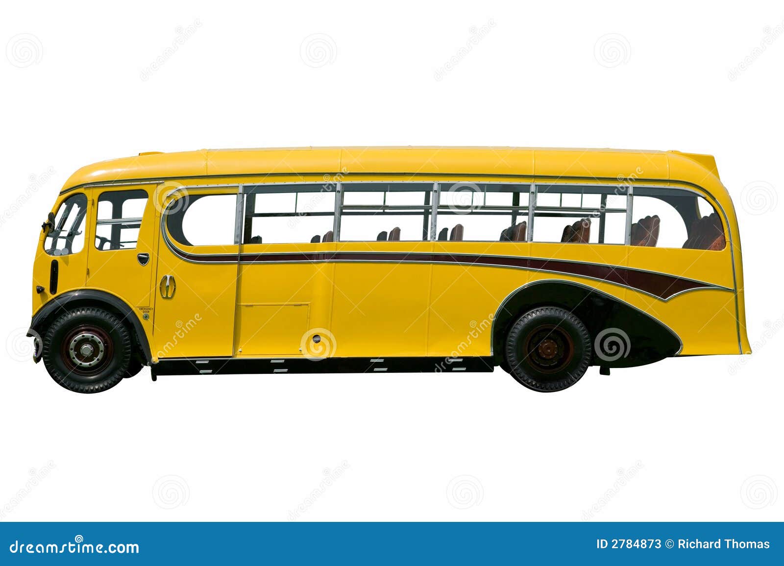 Vintage Yellow Bus, Isolated. Stock Image - Image of vehicle, isolated ...