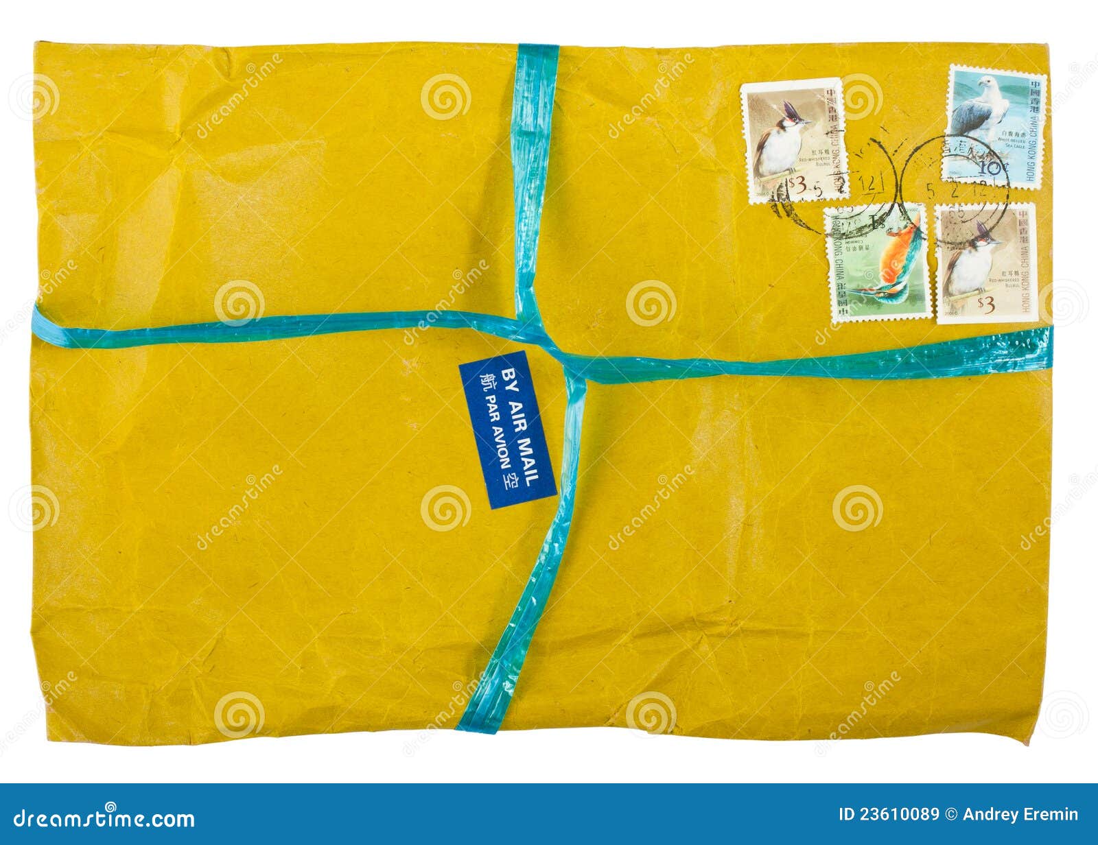 Vintage Yellow Envelope with Stamps Editorial Stock Image - Image of ...
