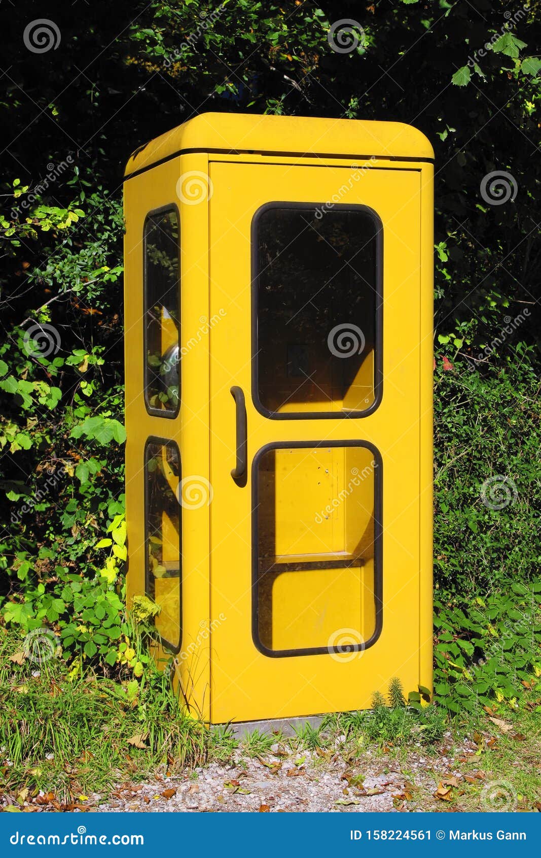 Vintage Yellow German Phone Box Stock Image - Image of door, call ...