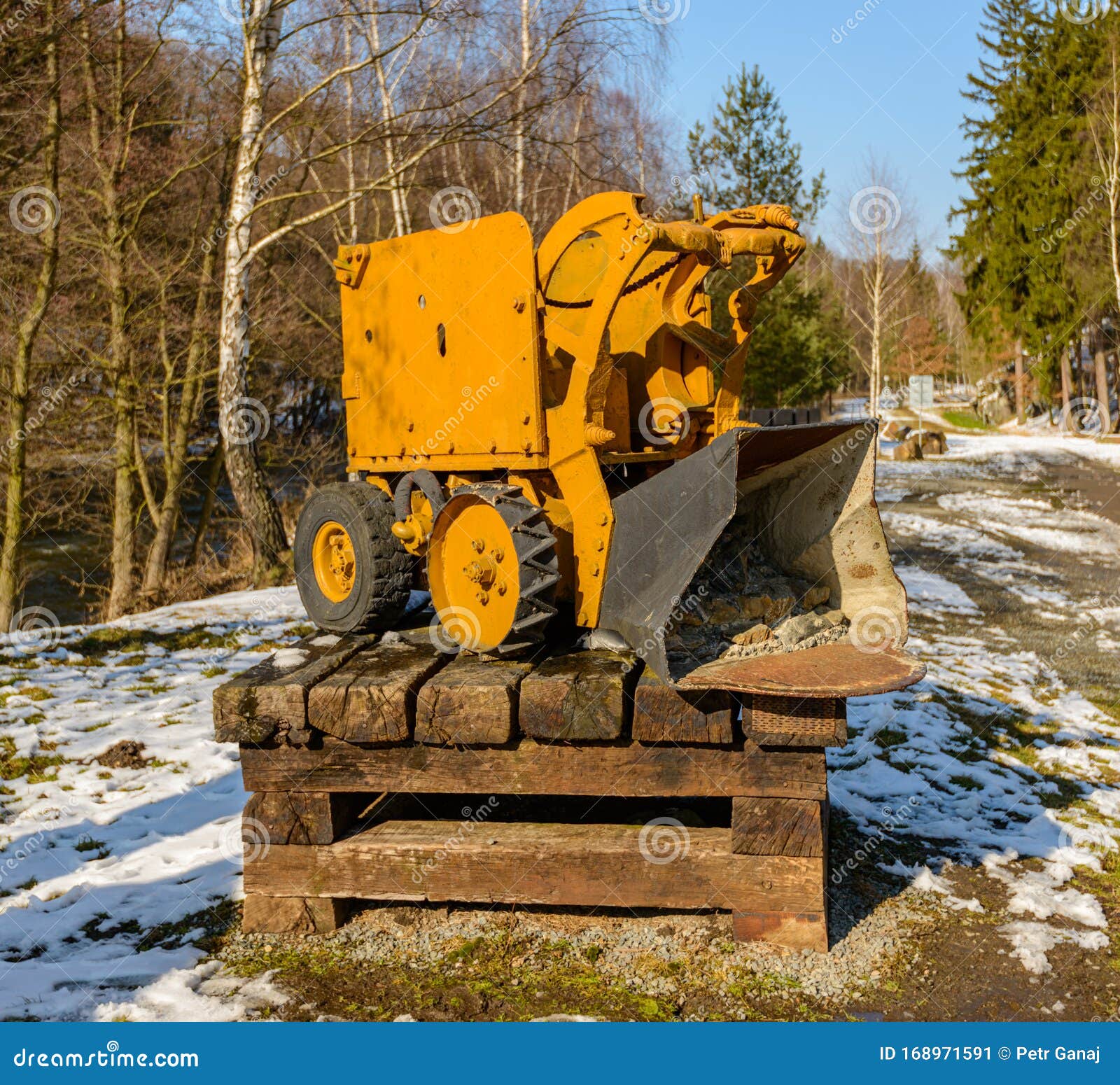 Vintage Yellow Mining Digger Machine Stock Image - Image of digger ...