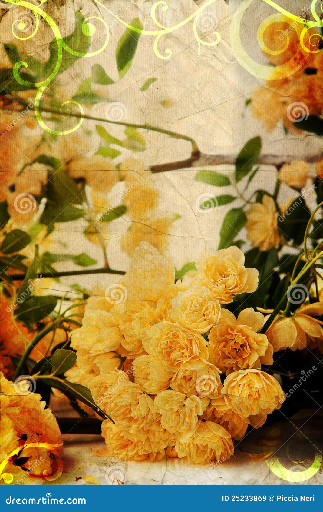 Vintage yellow roses stock image. Image of summer, romantic - 25233869