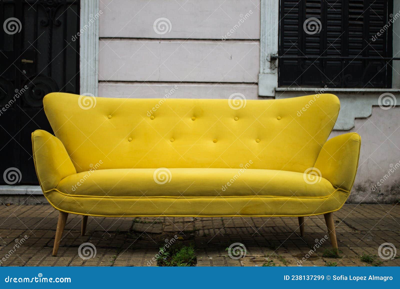 Vintage Yellow Sofa Retro Antique Decoration Furniture Stock Image ...